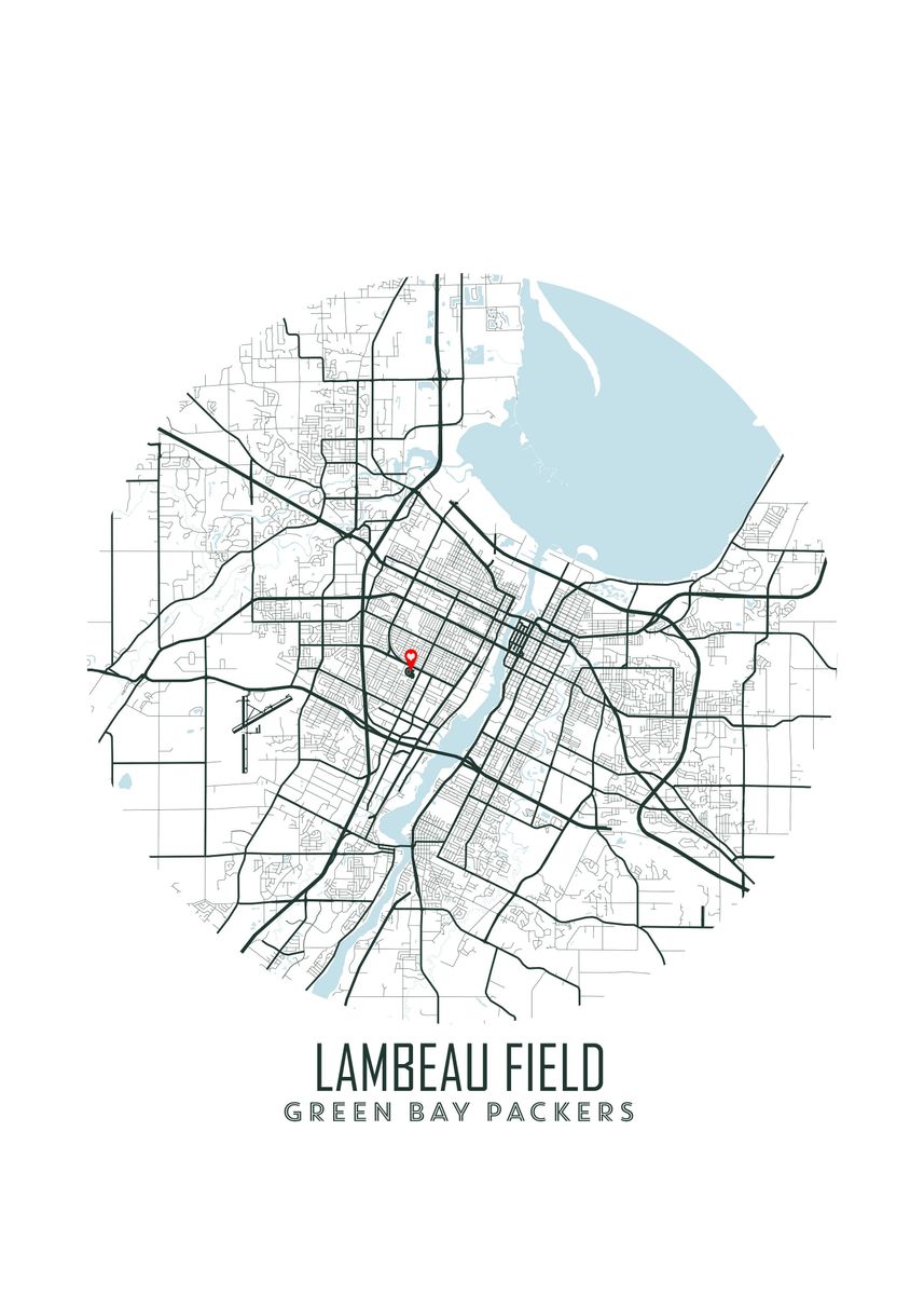 'Lambeau Field Stadium Map' Poster, picture, metal print, paint by KI ...