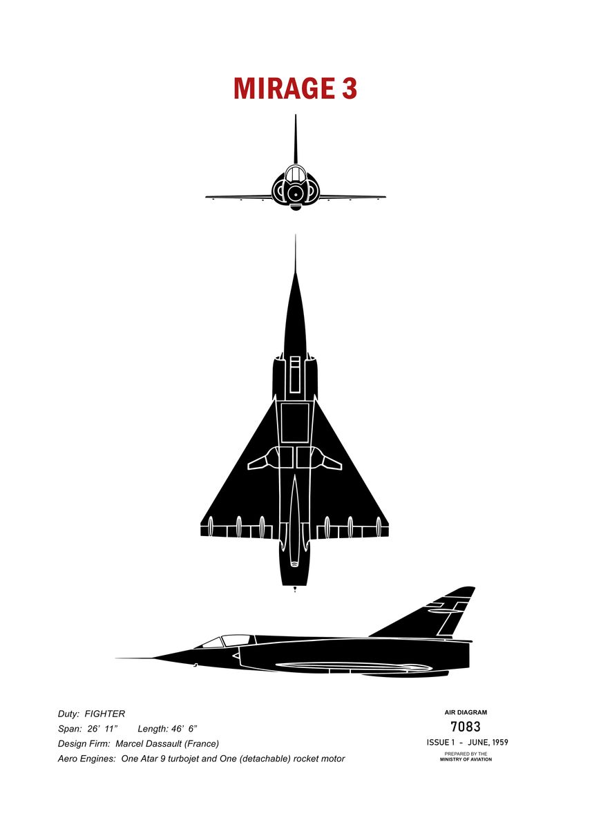 'Mirage 3 Recognition' Poster, picture, metal print, paint by ...