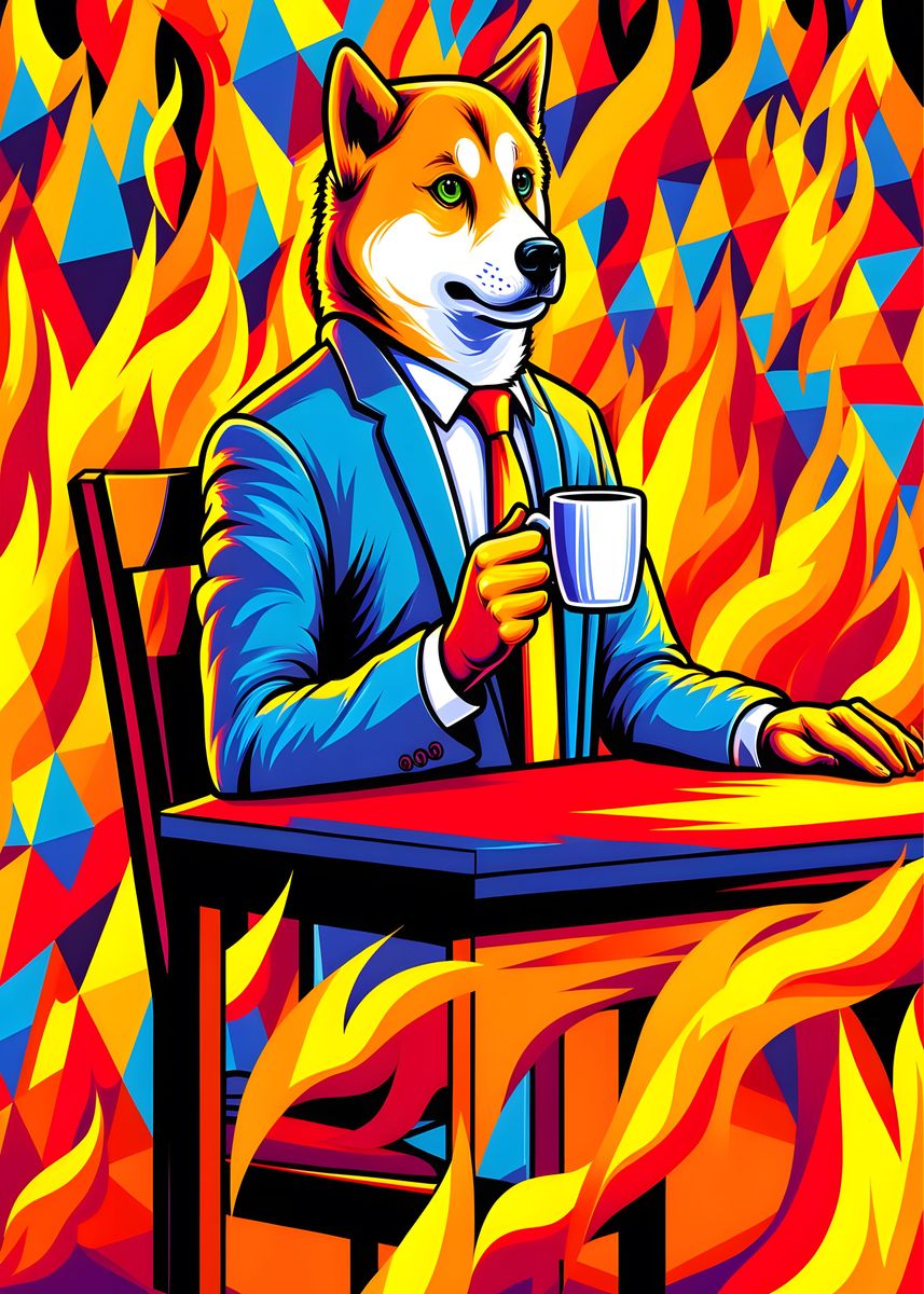'Doge Fine Meme' Poster, picture, metal print, paint by Toko Diwan ...