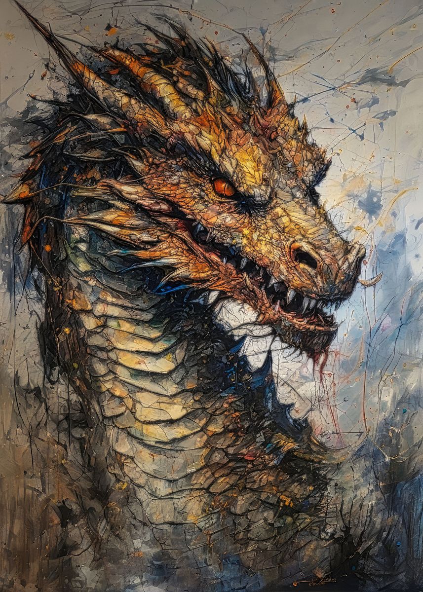 'Dragon' Poster, picture, metal print, paint by FrolicswithDogs | Displate