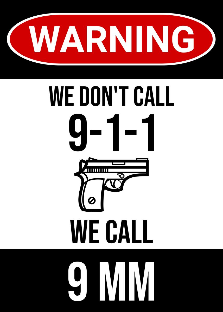 '911 FUNNY HANDGUN' Poster, picture, metal print, paint by Atomic ...