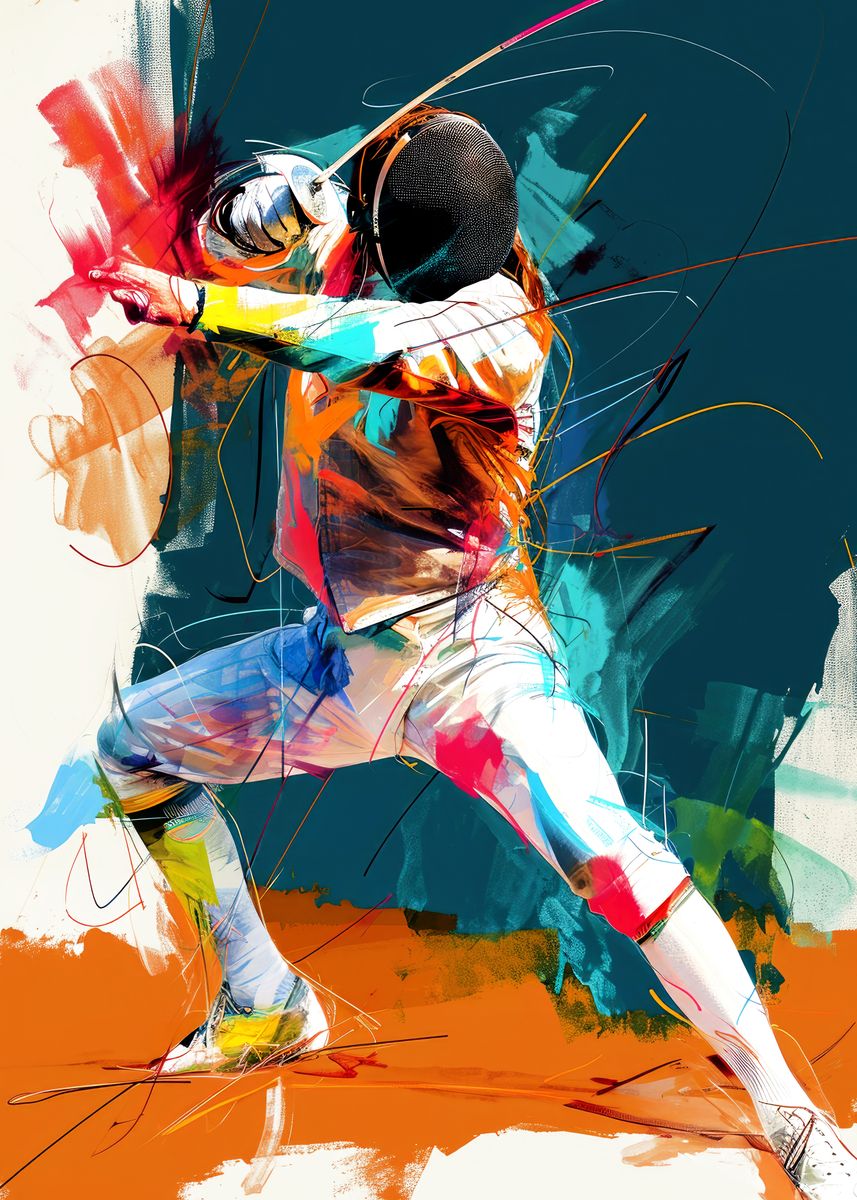 'Fencing sport art' Poster, picture, metal print, paint by JBJart ...