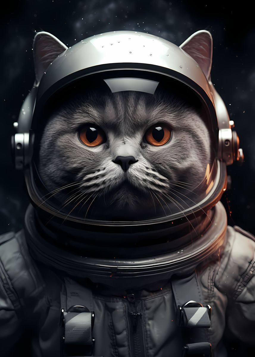 'Astronaut Kitten Cat Katze' Poster, picture, metal print, paint by ...