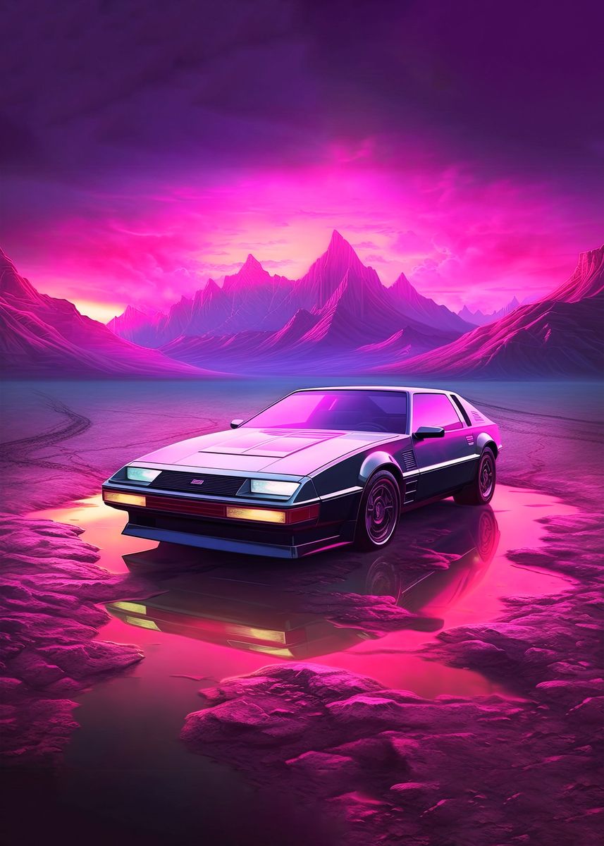 'Car Neon Synthwave' Poster, picture, metal print, paint by Misbahul ...