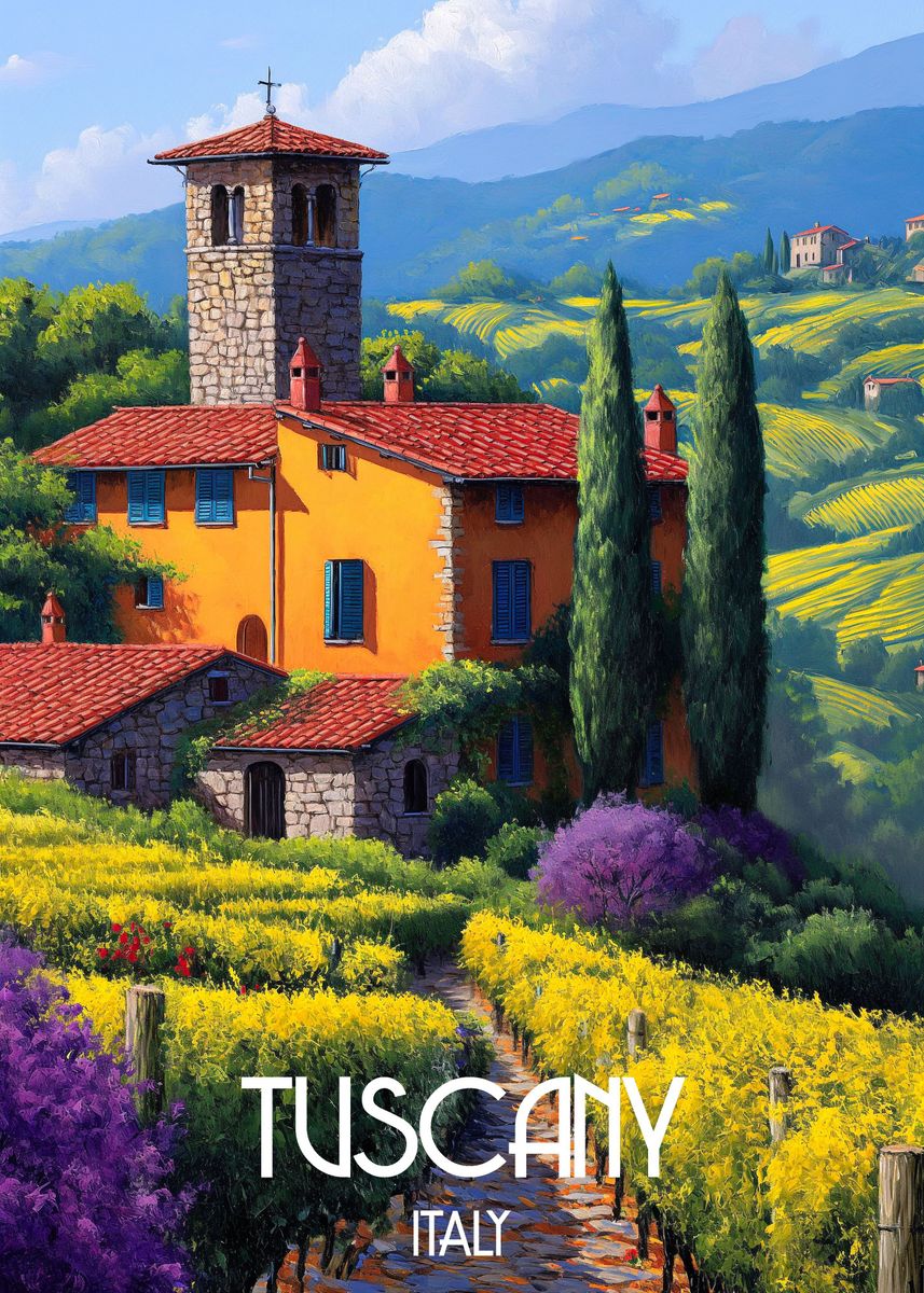 'Tuscany Italy' Poster, picture, metal print, paint by Elysian Atelier ...