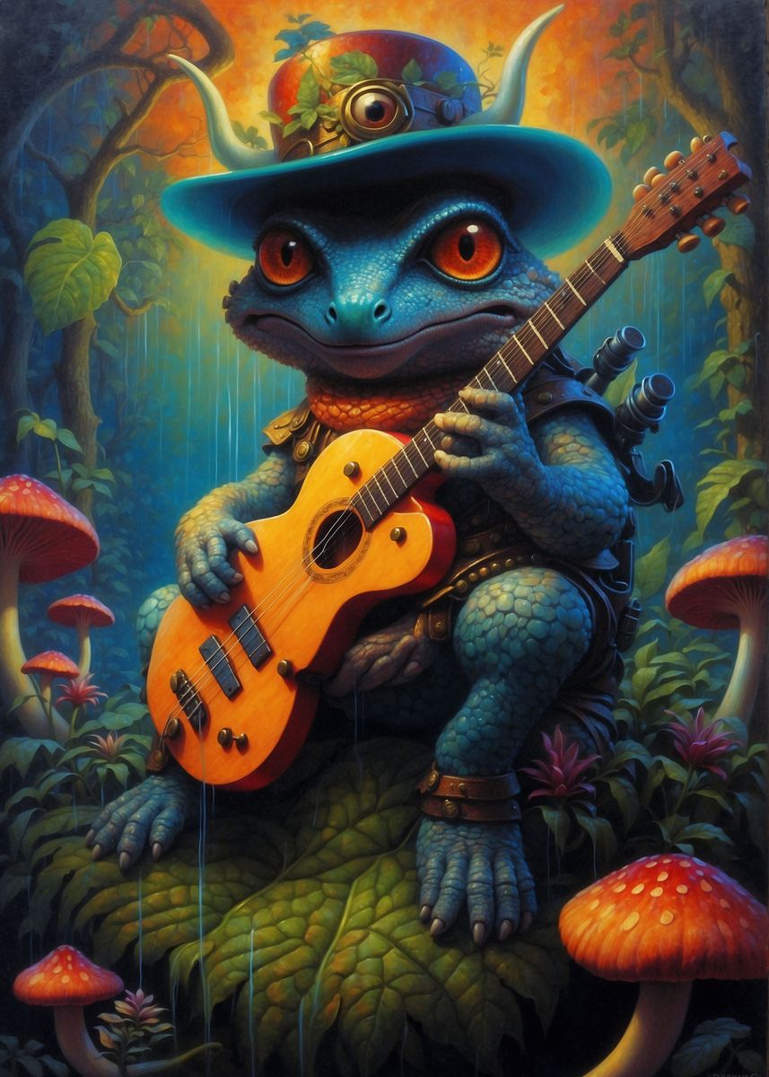 'Surreal Psychedelic Lizard' Poster, picture, metal print, paint by ...