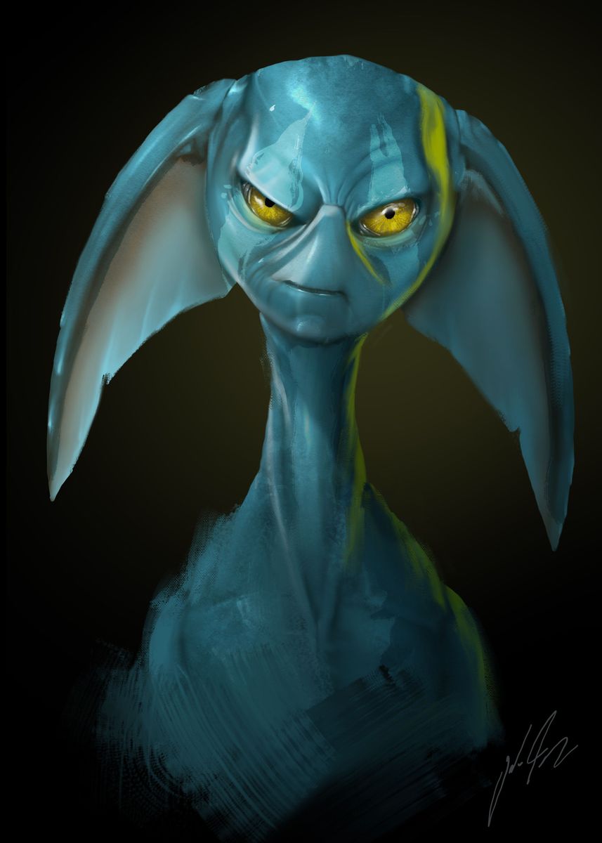 'Vibrant Blue Alien ' Poster, picture, metal print, paint by Jayta ...