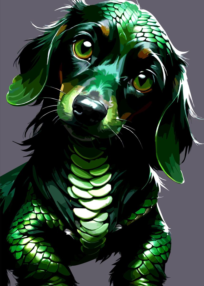 'A cute Dachshund 020' Poster, picture, metal print, paint by Milla ...