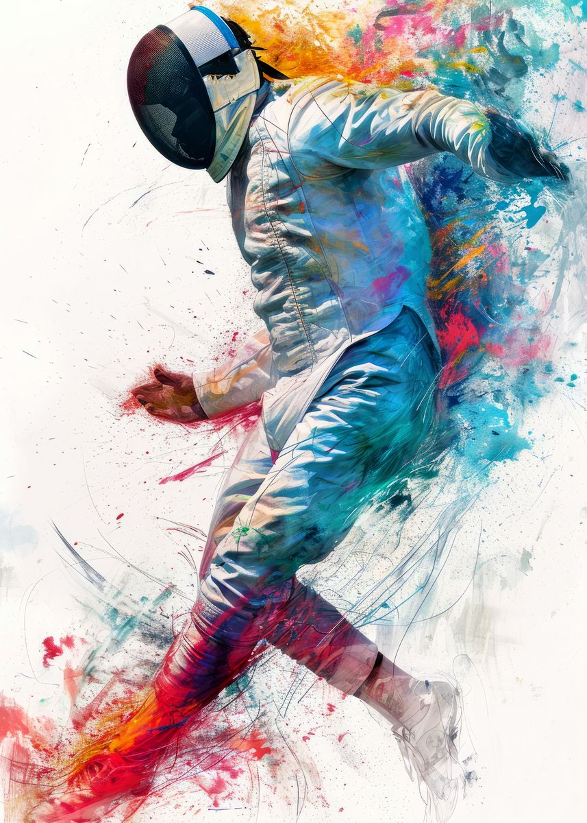 'Fencing sport art' Poster, picture, metal print, paint by JBJart ...