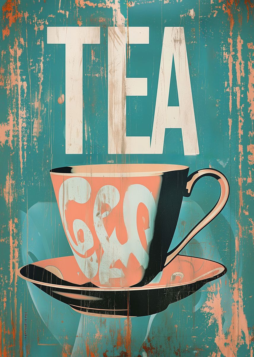 'Retro Tea Poster' Poster, picture, metal print, paint by urbanbuzz ...
