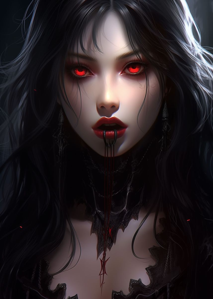 'Anime Vampire Girl' Poster, picture, metal print, paint by AI Art ...