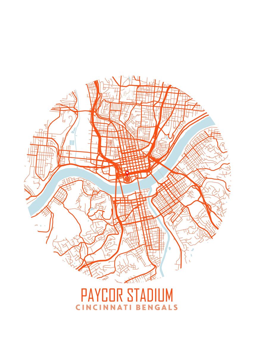 'Paycor Stadium Map' Poster, picture, metal print, paint by KI RU ...