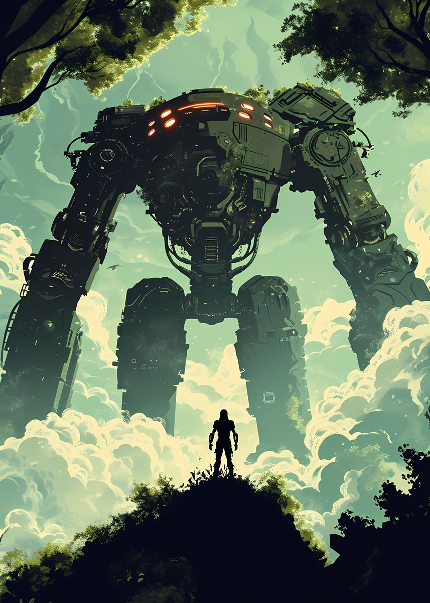 'Huge Destructive Robot' Poster, picture, metal print, paint by ...