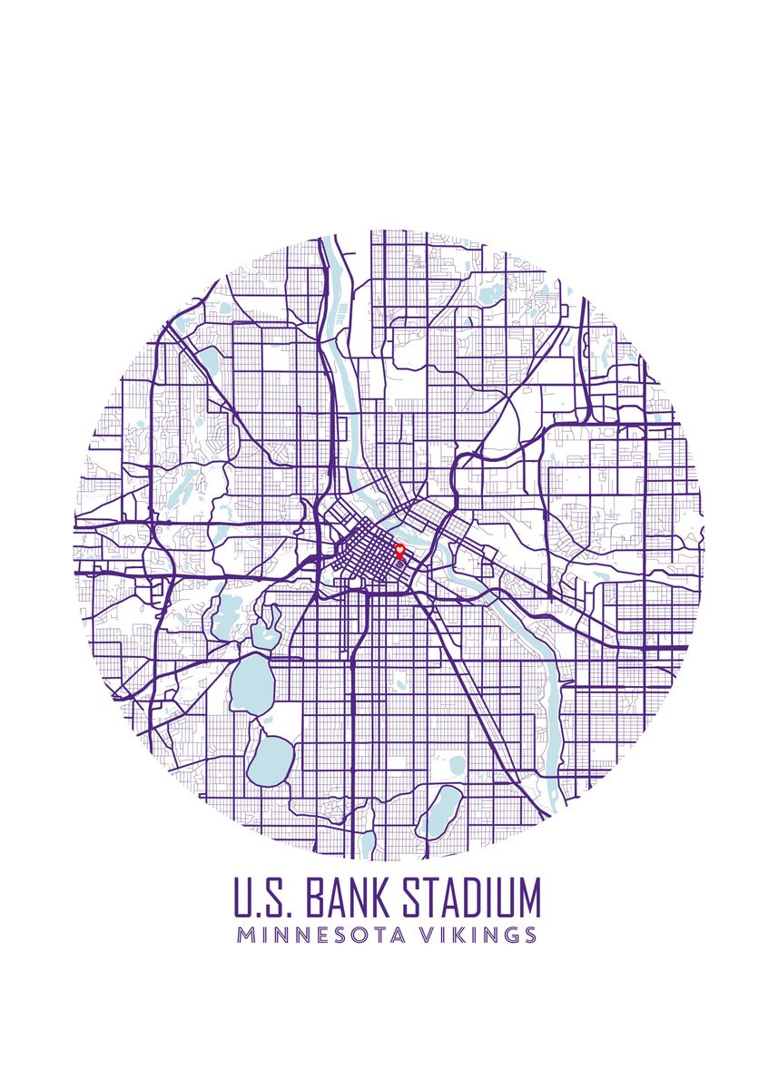 'US Bank Stadium Map' Poster, picture, metal print, paint by KI RU ...