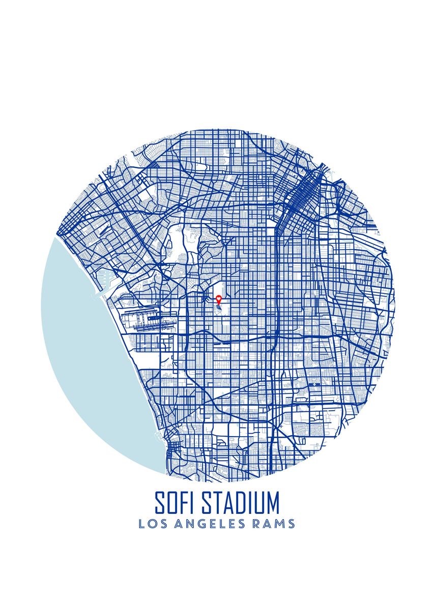 'SoFi Stadium Map' Poster, picture, metal print, paint by KI RU | Displate