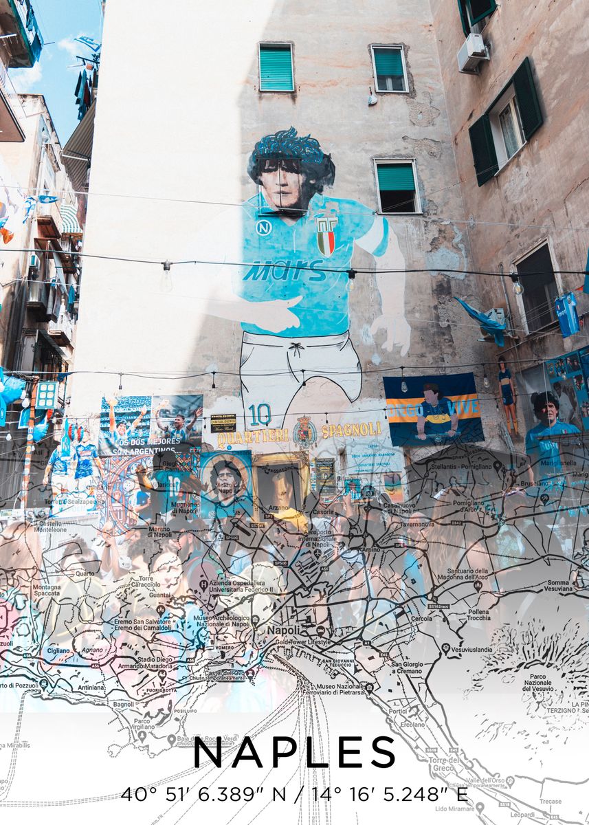 'Naples City Map White' Poster, picture, metal print, paint by Gianluca ...