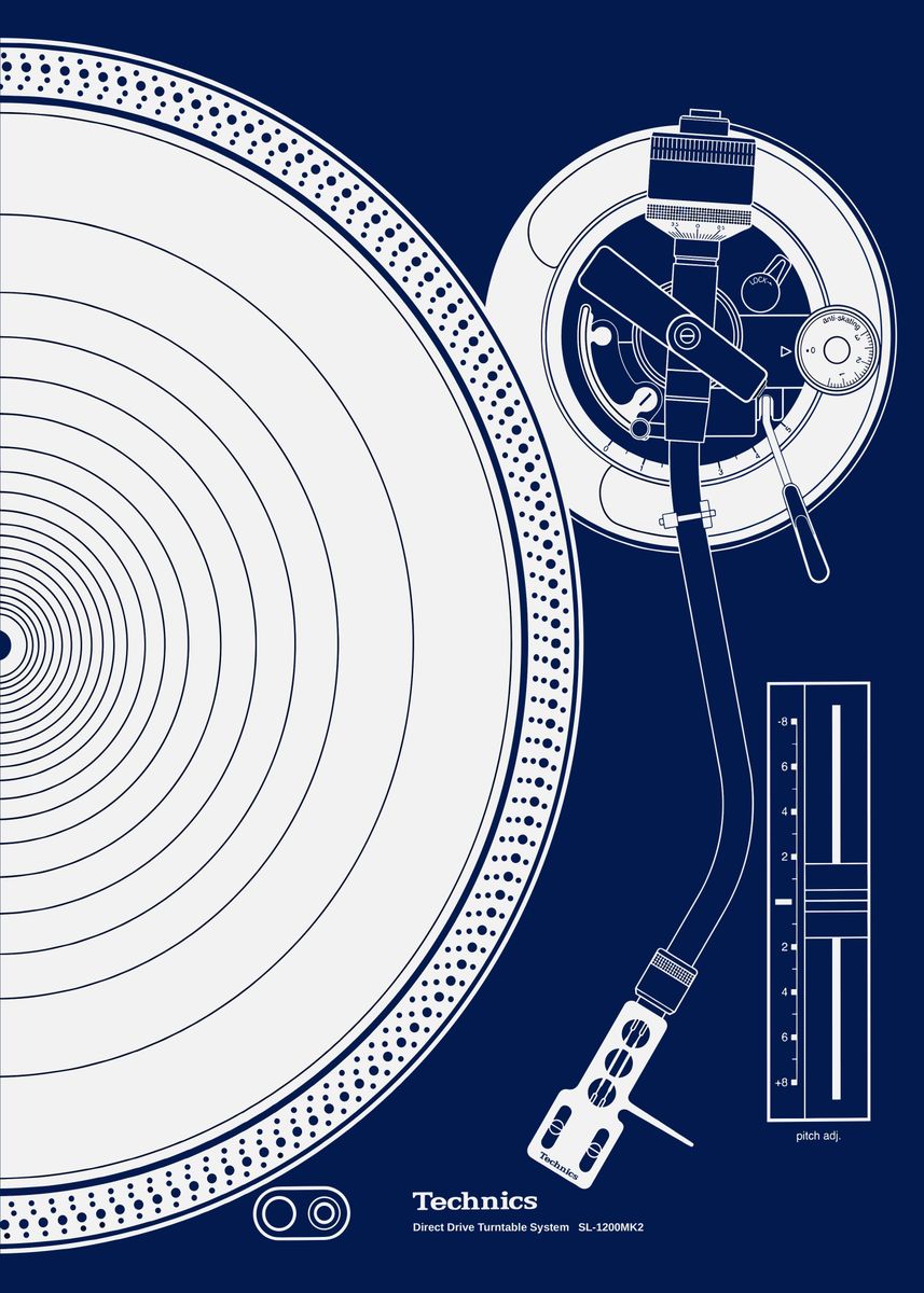 'Technics 1200 MK2 DJ' Poster, picture, metal print, paint by Uber Colektiv | Displate