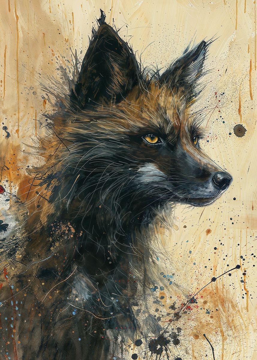 'Amber Gaze' Poster, picture, metal print, paint by Tomoo | Displate