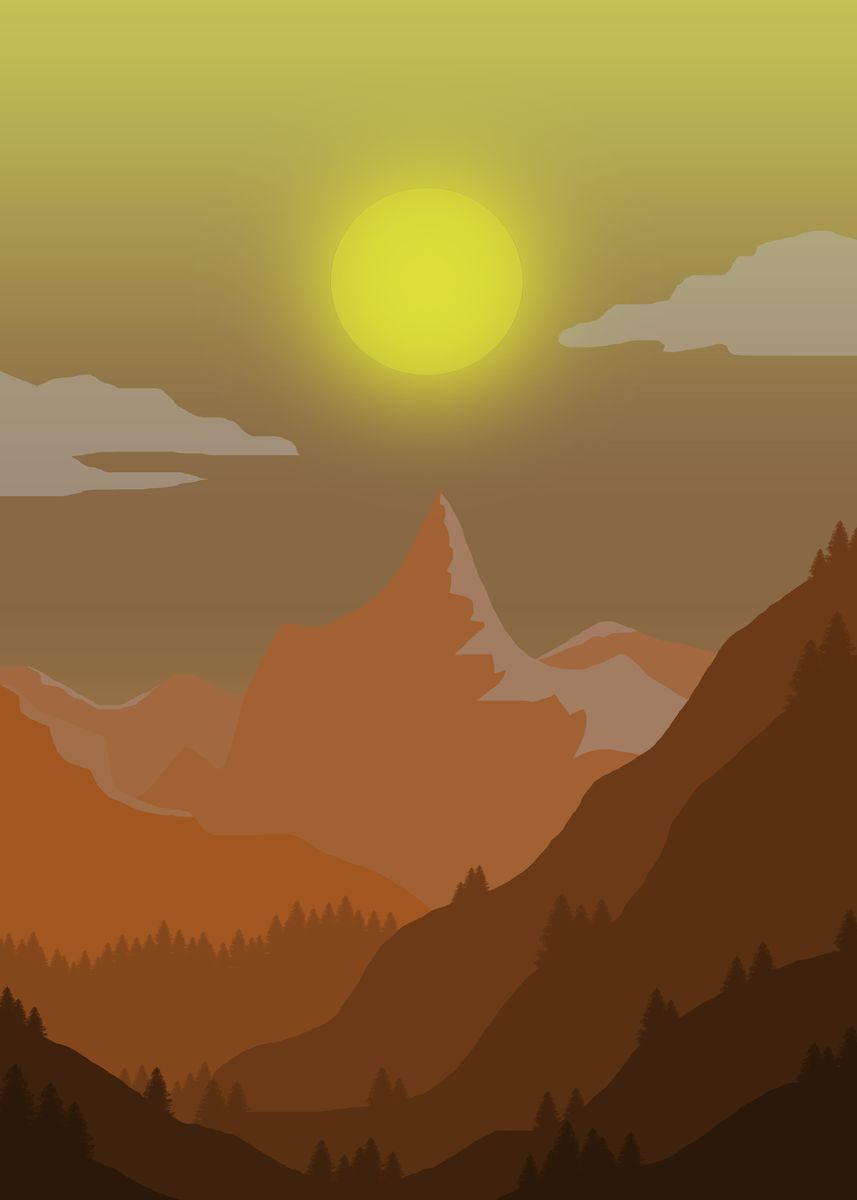 'Yellow Landscape' Poster, picture, metal print, paint by Madooza ...