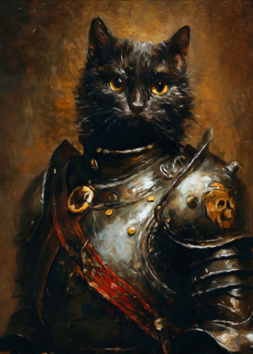 'Black cat knight' Poster, picture, metal print, paint by goljakoff ...
