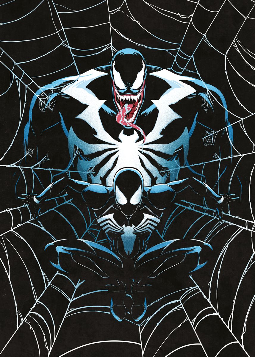 'Venom and BlackSuit Spidey' Poster, picture, metal print, paint by ...