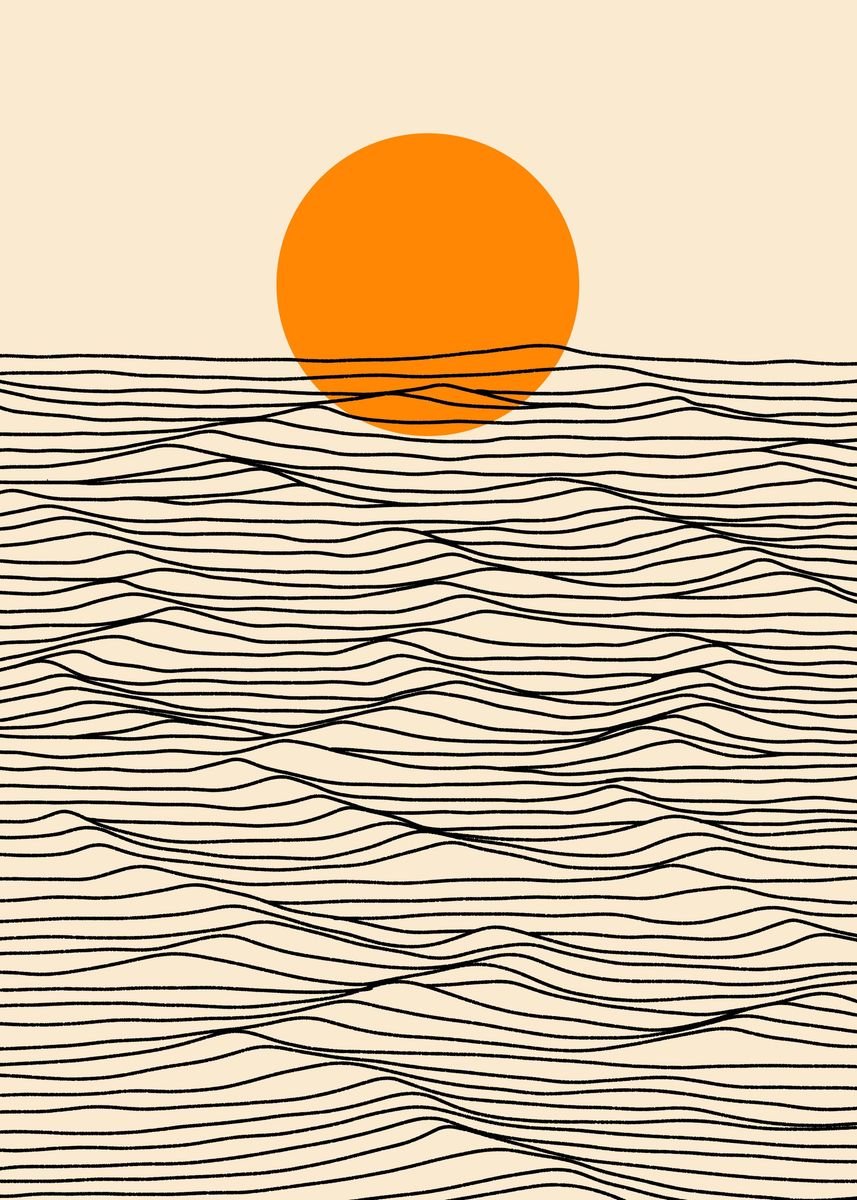 'Wave Lines' Poster, picture, metal print, paint by AL | Displate