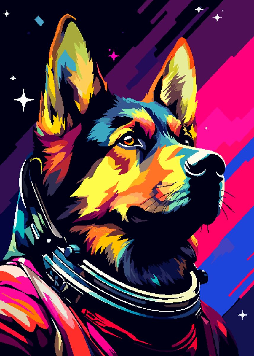 'Spaceman German Shepherd' Poster, picture, metal print, paint by ...