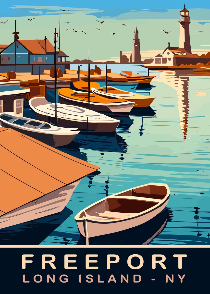 'Freeport' Poster, picture, metal print, paint by Long Shot | Displate