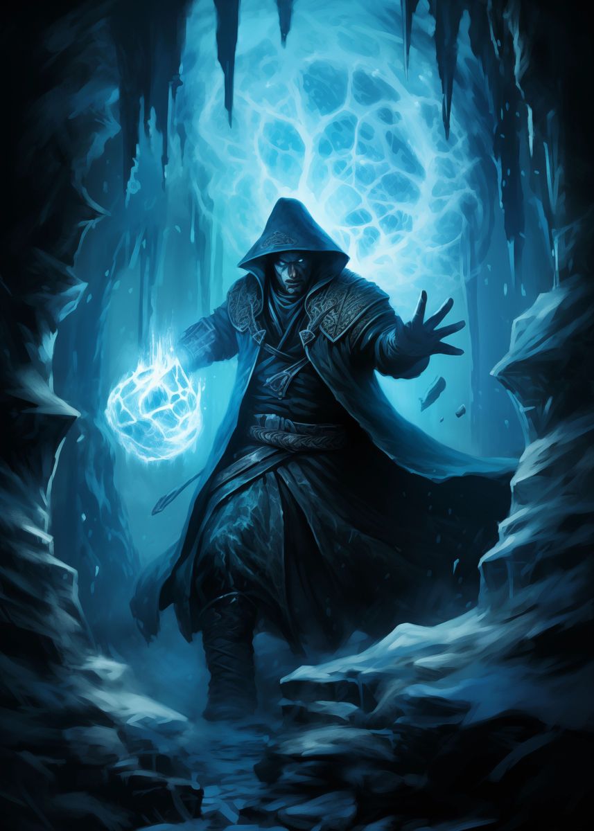 'Ice mage on the attack' Poster, picture, metal print, paint by Iwoko ...