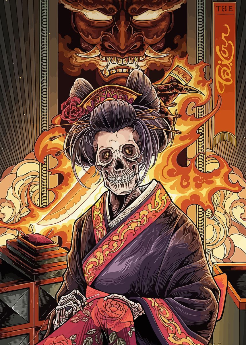 'Japanese Geisha Demon' Poster, picture, metal print, paint by Keiji ...