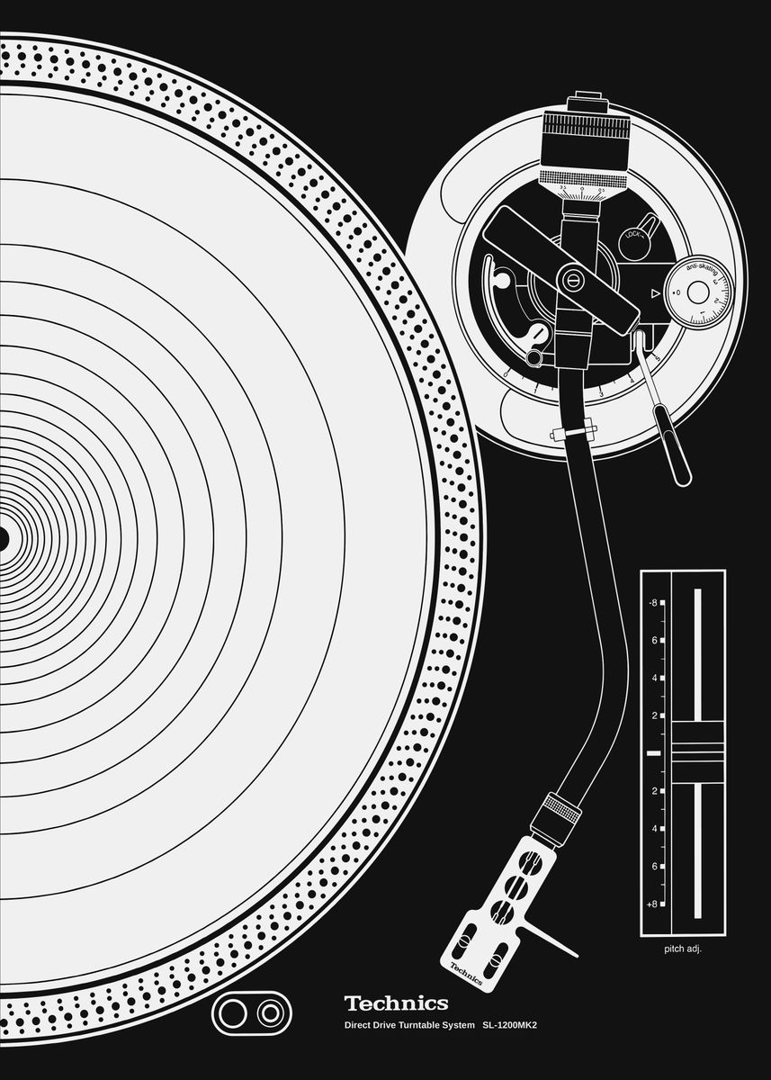 'Technics 1200 MK2 DJ' Poster, picture, metal print, paint by Uber ...