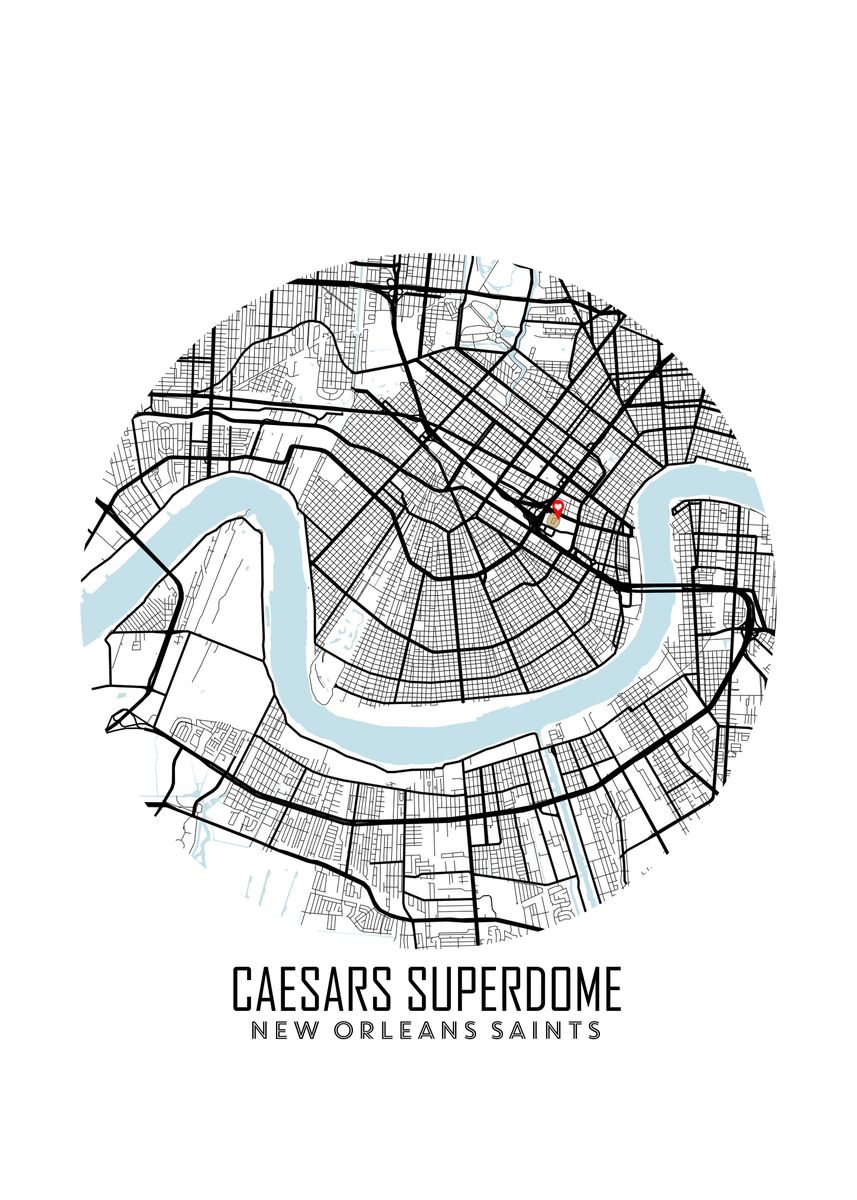 'Caesars Superdome Map' Poster, picture, metal print, paint by KI RU ...