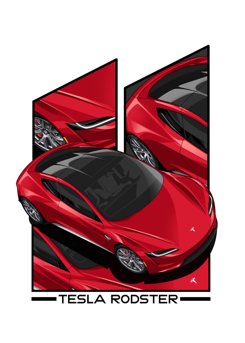 'tesla roadster poster' Poster, picture, metal print, paint by capture ...