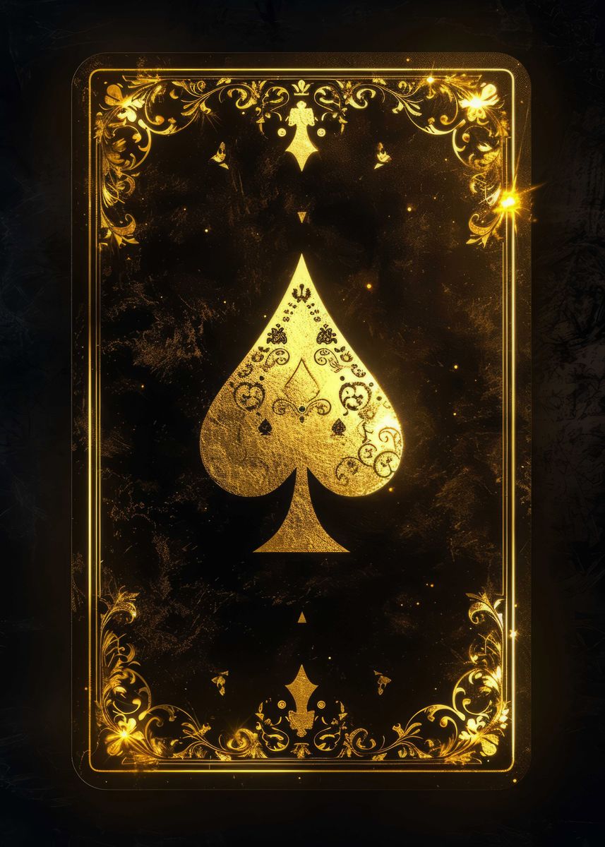 'Ace Card 3D Dark Gold' Poster, picture, metal print, paint by Morgan ...