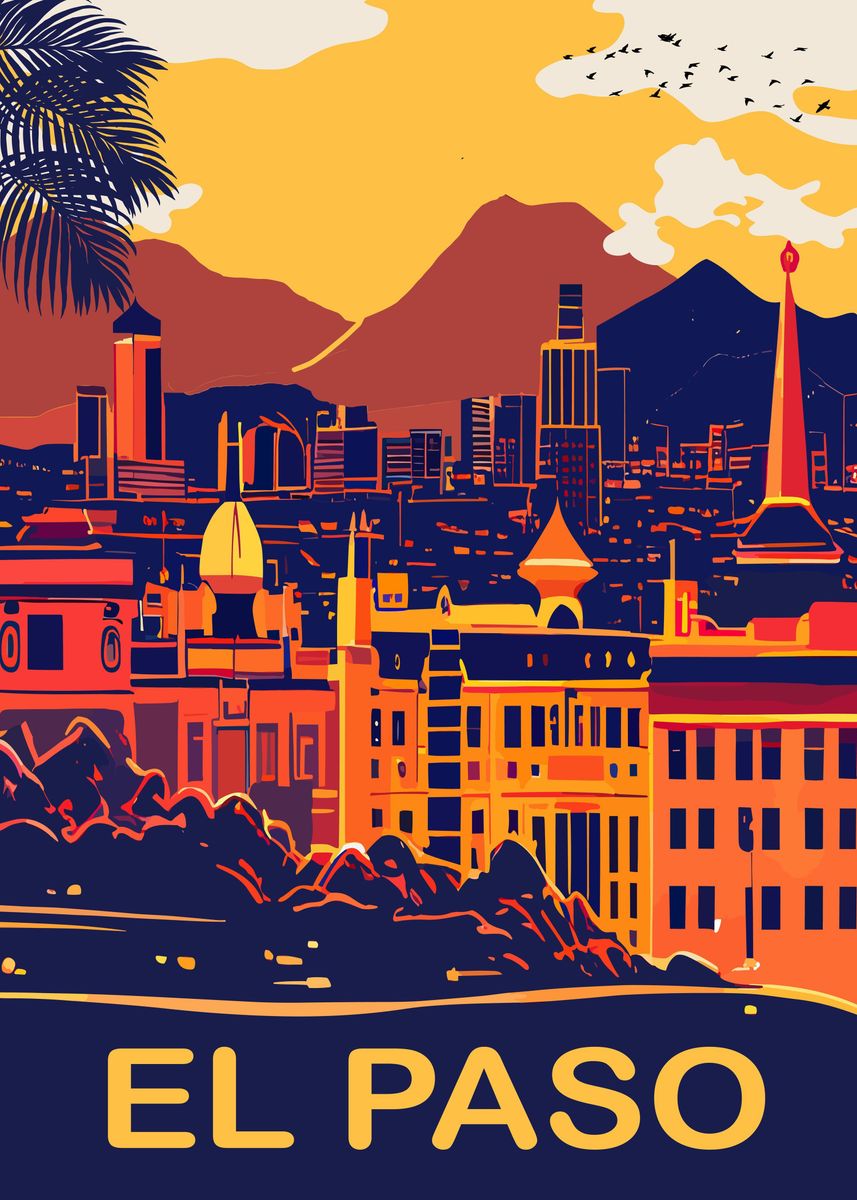 'El Paso Skyline' Poster, picture, metal print, paint by Long Shot ...