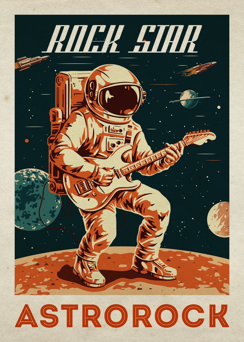 'Rock Star Astrorock' Poster, picture, metal print, paint by Synthwave ...