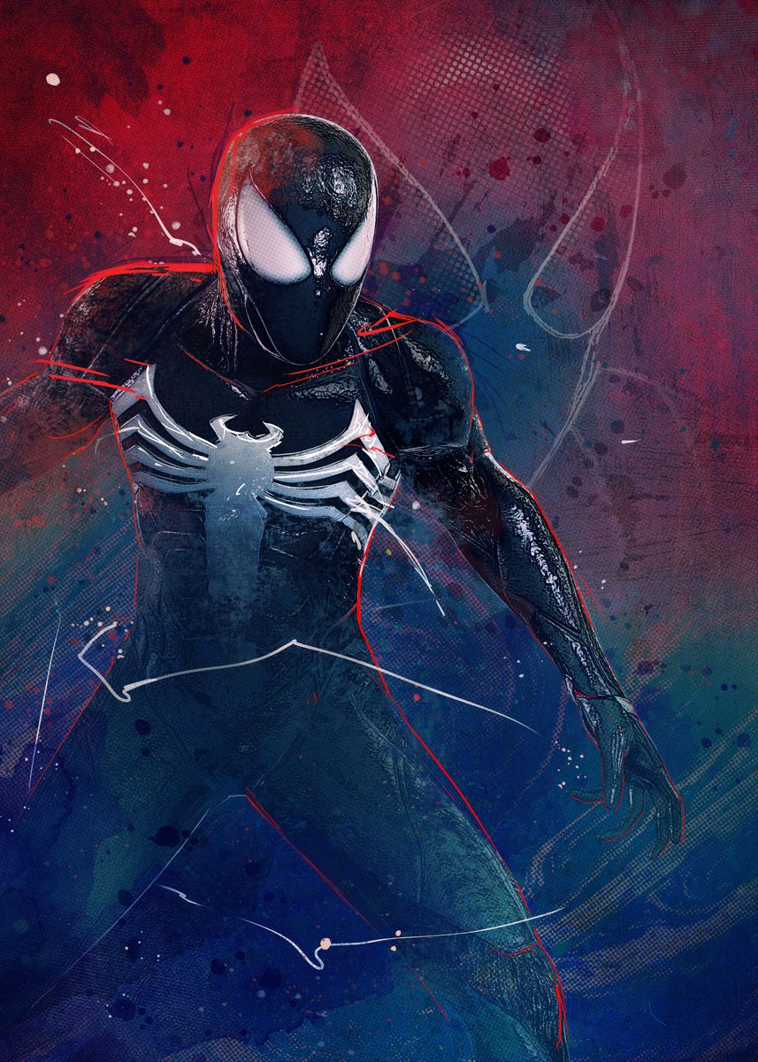 'Spider-Man Black Suit' Poster, picture, metal print, paint by Marvel ...