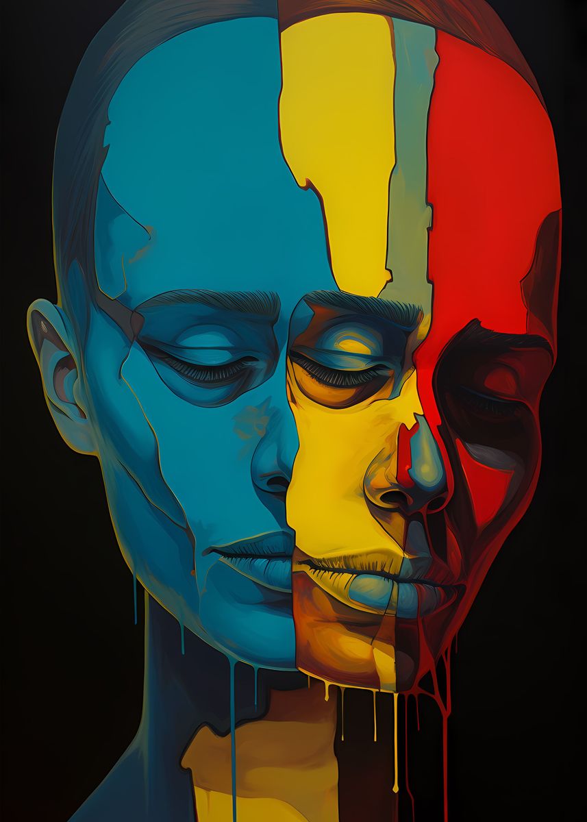 'Triple Faced' Poster, picture, metal print, paint by Novanity | Displate