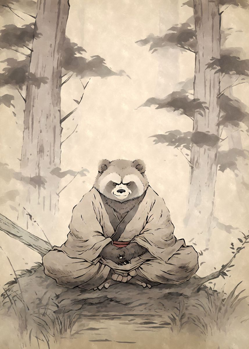 'Meditating Tanuki Yokai' Poster, picture, metal print, paint by Masaki ...