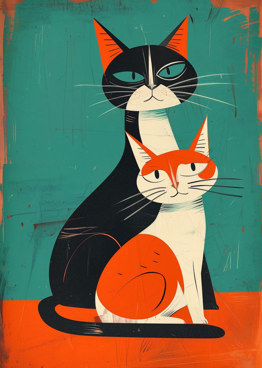 'Cat Clash Canvas' Poster, picture, metal print, paint by HarmonicArt ...