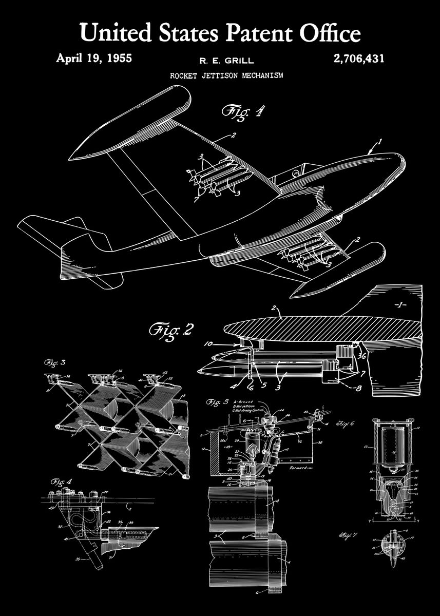 'Rocket patent' Poster, picture, metal print, paint by Sam Kal | Displate