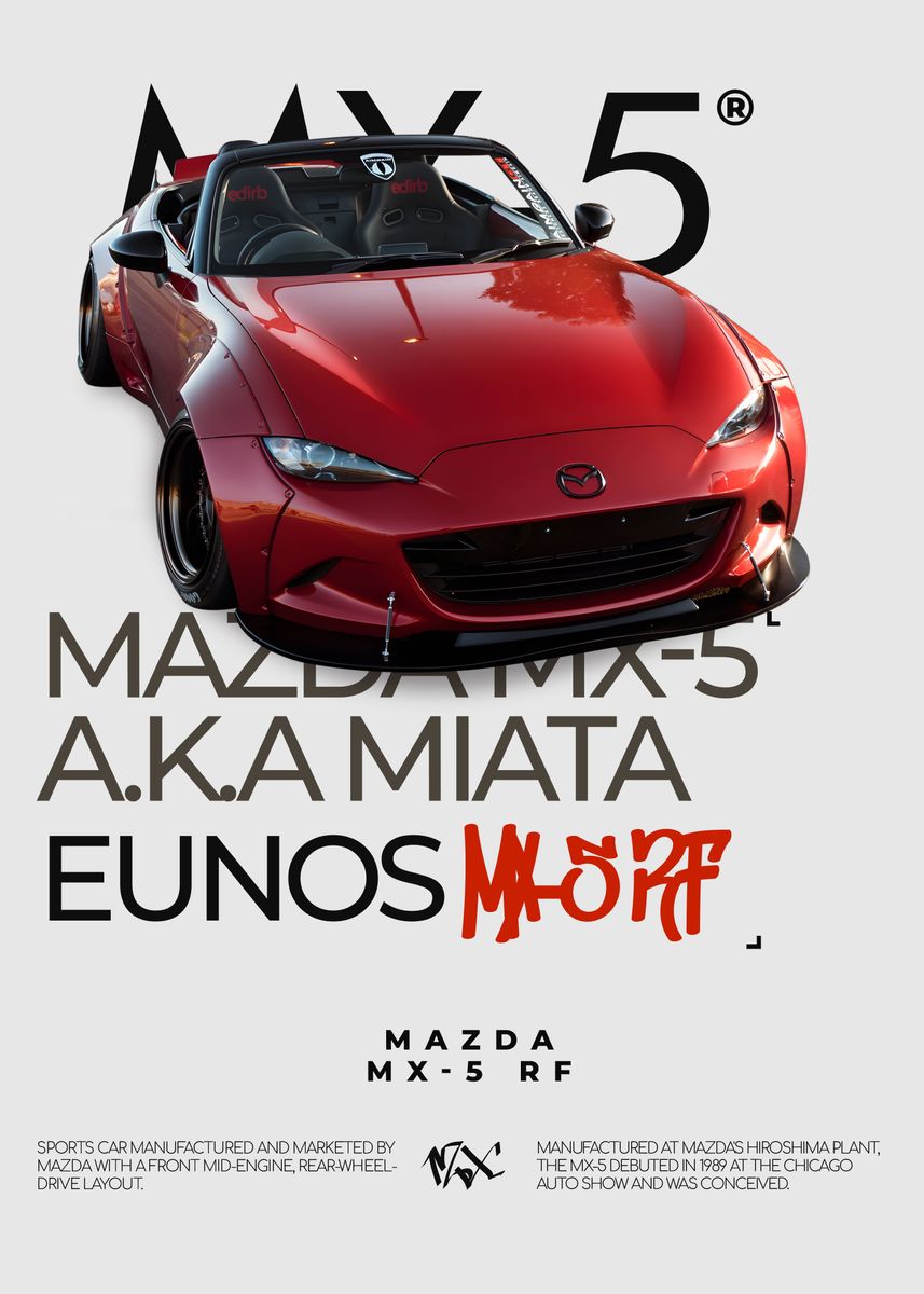 'Mazda MX5 Miata' Poster, picture, metal print, paint by Aliigal ...