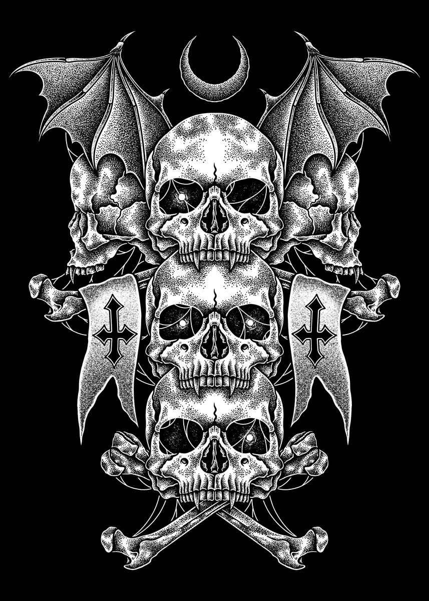 'Vampire Skulls' Poster, picture, metal print, paint by thesacredeyes | Displate