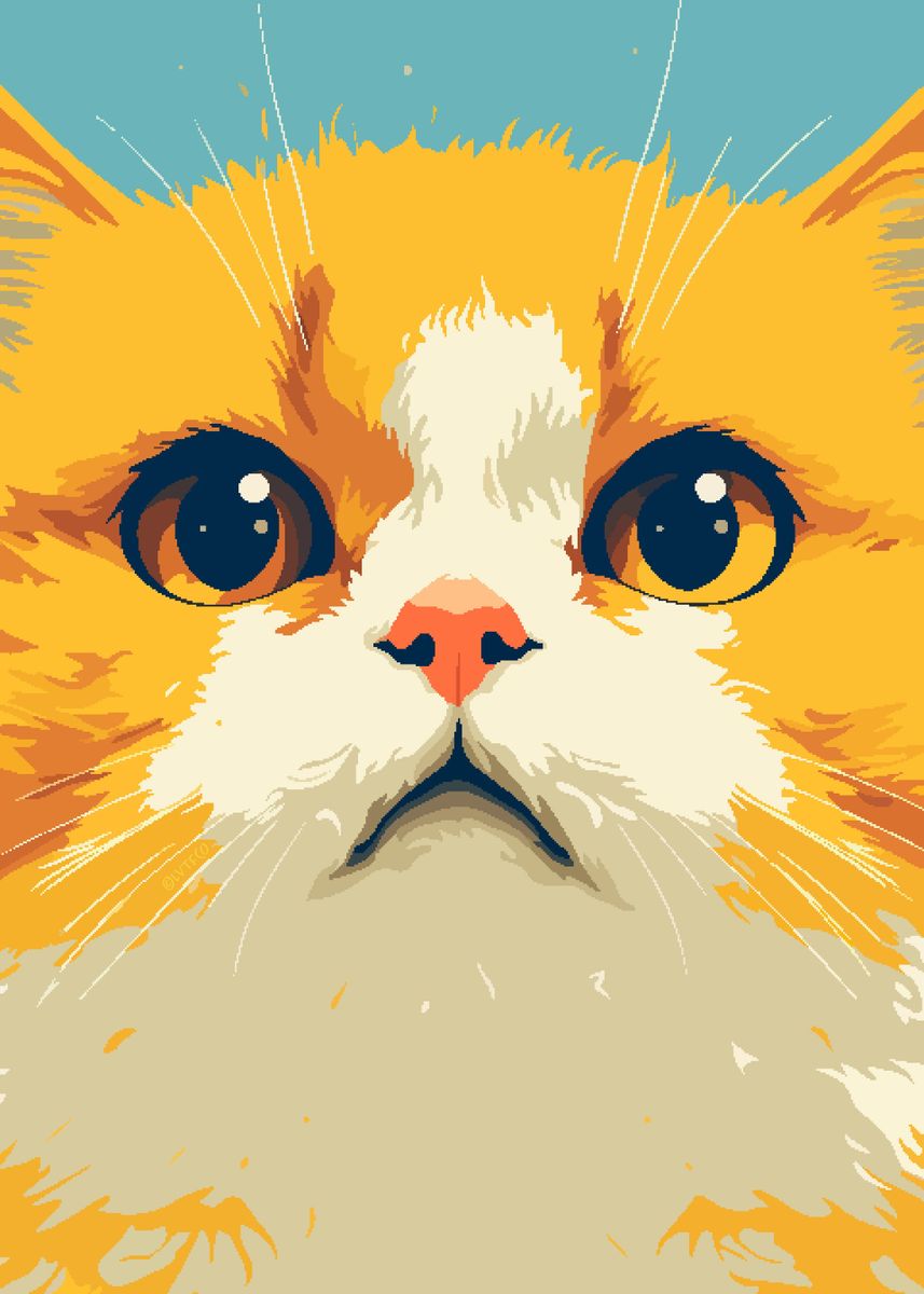 'Kawaii Orange Cat Pixel' Poster, picture, metal print, paint by LVTFCO ...