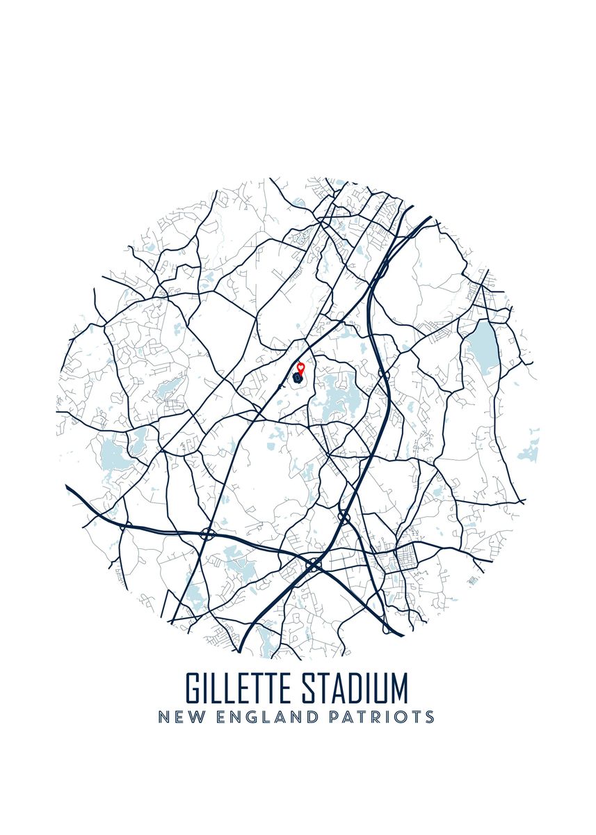 'Gillette Stadium Map' Poster, picture, metal print, paint by KI RU ...