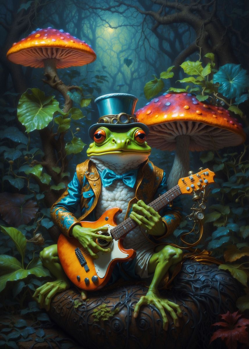 'Psychedelic Steampunk Frog' Poster, picture, metal print, paint by ...