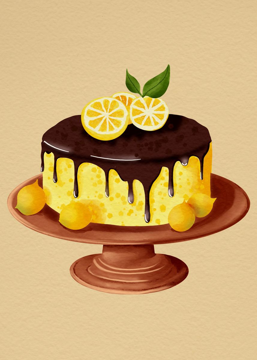 'Lemonade Chocolate Cake' Poster, picture, metal print, paint by Art By ...
