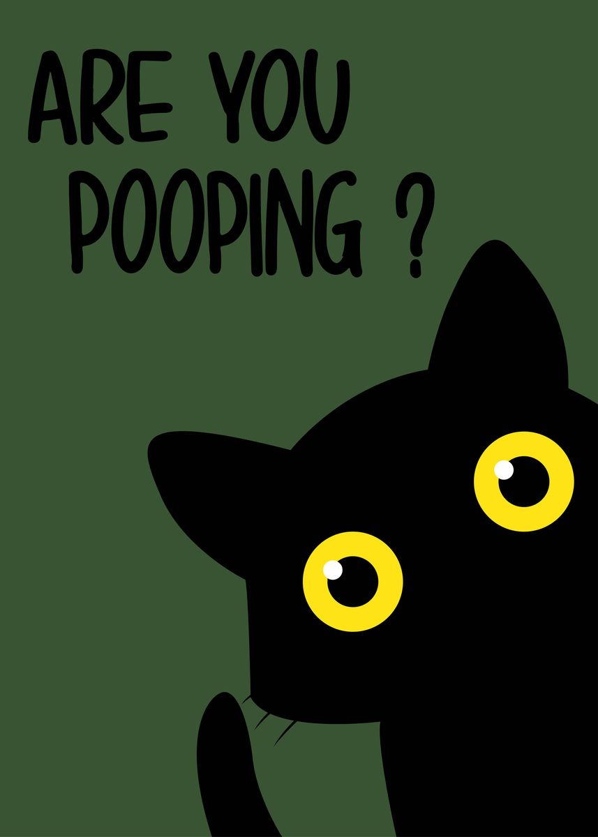 'Funny Pooping Cat Animals' Poster, picture, metal print, paint by ...