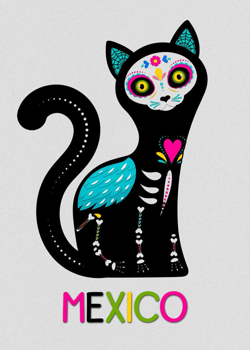 'Skull Candy Cat' Poster, picture, metal print, paint by Rhinto Pow ...