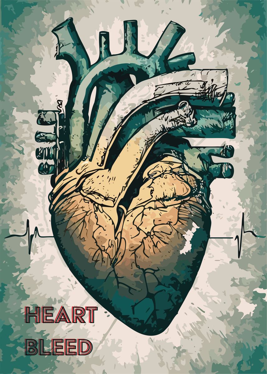 'Heart Bleed' Poster, picture, metal print, paint by der Mumpitz | Displate